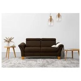 2,5-Sitzer Home Affaire "Lindgren", braun (mocca), B:185cm H:84cm T:93cm, 100% Polyester, Sofas, wahlweise mit TV-Funktion, links oder beidseitig, Kopfteilverstellung
