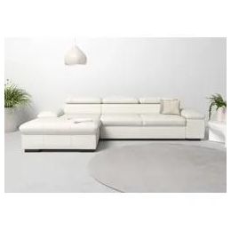 Ecksofa Home Affaire "Alberto L-Form", wei&szlig; (altwei&szlig;), B:286cm H:73cm T:174cm, Luxus-Microfaser Lederoptik (100% Polyester);Luxus-Microfaser ALTARA NUBUCK (100% Polyester);Luxus-Microfaser weich (90% Polyester, 10% Polyamid);Microfaser Antiklederoptik, Sofas, Ecksofa, mit Kopfteilverstellung, wahlweise mit Bettfunktion