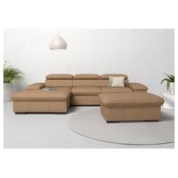 Ecksofa Home Affaire "Alberto L-Form", braun (cappucino), B:286cm H:73cm T:174cm, Luxus-Microfaser Lederoptik (100% Polyester);Luxus-Microfaser ALTARA NUBUCK (100% Polyester);Luxus-Microfaser weich (90% Polyester, 10% Polyamid);Microfaser Antiklederoptik, Sofas, Ecksofa, mit Kopfteilverstellung, wahlweise mit Bettfunktion