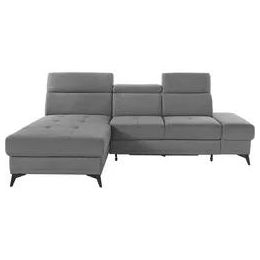 Ecksofa Home Affaire "Cardiz L-Form", grau, B:246cm H:83cm T:173cm, Webstoff (100% Polyester);Luxus-Microfaser Paris (90% Polyester/10% Polyamid);Struktur fein (100% Polyester);Samtoptik (100% Polyester), Sofas, Ecksofa, inkl.Kopfteilverstellung und Federkern wahlweise mit Bettfunktion