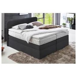 Boxspringbett, schwarz, B:105cm L:212cm, Box und Kopfteil: Microvelours (100% Polyester) oder Kunstleder (Polyurethan);Bezug der Obermatratze: 100% Polyester, Westfalia Schlafkomfort, Komplettbetten, Boxspringbett, wahlweise mit Bettkasten