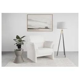 Sessel DOMO collection "Pina elegant und zeitloser Clubsessel, bequemer Cocktailsessel", beige (creme), B:99cm H:95cm T:88cm, Sessel, Sessel, Hoher Sitzkomfort, Microfaser hochflorig, creme