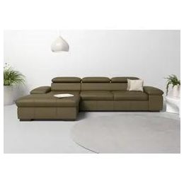 Ecksofa Home Affaire "Alberto L-Form", gr&uuml;n (olive), B:286cm H:73cm T:174cm, Luxus-Microfaser Lederoptik (100% Polyester);Luxus-Microfaser ALTARA NUBUCK (100% Polyester);Luxus-Microfaser weich (90% Polyester, 10% Polyamid);Microfaser Antiklederoptik, Sofas, Ecksofa, mit Kopfteilverstellung, wahlweise mit Bettfunktion