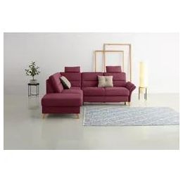 Ecksofa Home Affaire "Westerland L-Form", rot (bordeaux), B:238cm H:90cm T:213cm, 100% Polyester, Sofas, Ecksofa, Federkern-Polsterung, wahlweise mit Bettfunktion, Bettkasten