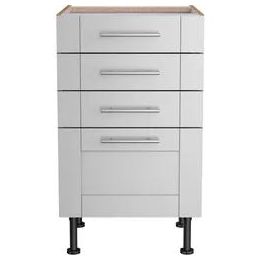 Unterschrank KOCHSTATION "KS-Ahus", grau (hellgrau matt, wildeiche nachbildung), B:50cm H:87cm T:58,4cm, Schr&auml;nke, Unterschrank, Breite 50 cm