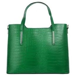 Henkeltasche CLUTY, Damen, Gr. B/H/T: 37cm x 29cm x 16cm onesize, gr&uuml;n, Leder, Reptilienpr&auml;gung, Taschen, echt Leder, Made in Italy