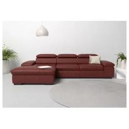 Ecksofa Home Affaire "Alberto L-Form", rot (merlot), B:286cm H:73cm T:174cm, Luxus-Microfaser Lederoptik (100% Polyester);Luxus-Microfaser ALTARA NUBUCK (100% Polyester);Luxus-Microfaser weich (90% Polyester, 10% Polyamid);Microfaser Antiklederoptik, Sofas, Ecksofa, mit Kopfteilverstellung, wahlweise mit Bettfunktion
