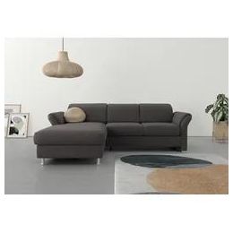 Sit & More Ecksofa SIT & MORE "Apulia L-Form", grau (fango), B:250cm H:78cm T:185cm, Webstoff (100% Polyester);Struktur weich (90% Polyester, 10% Polyamid);Luxus-Microfaser Euphoria (100% Polyester);Samtoptik (100% Polyester), Sofas, Ecksofa, wahlweise Bettfunktion, Bettkasten und Kopf- und Armteilverstellung