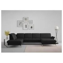 Sit & More Wohnlandschaft SIT & MORE "Fashion U-Form", schwarz, B:338cm H:84cm T:207cm, Sofas, Wohnlandschaft, wahlweise mit Kopfteilverstellung, Vorziehsitz, motorisch, Nickelf&uuml;&szlig;e