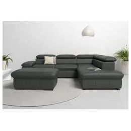 Ecksofa Home Affaire "Alberto L-Form", grau (anthrazit), B:272cm H:73cm T:226cm, Luxus-Microfaser Lederoptik (100% Polyester);Luxus-Microfaser weich (9)0% Polyester / 10% Polyamid;Luxus-Microfaser Vintageoptik (100% Polyester);Microfaser Antiklederoptik (100% Polyester), Sofas, Ecksofa, mit Kopfteilverstellung, wahlweise mit Bettfunktion