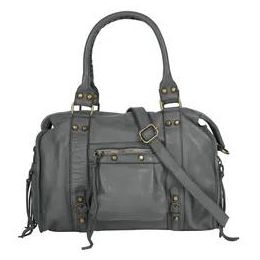 Shopper Samantha Look, Damen, Gr. B/H/T: 34cm x 27cm x 12cm onesize, grau, Leder, Taschen Shopper, echt Leder, Made in Italy