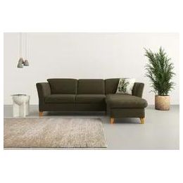Ecksofa Home Affaire "Trelleborg L-Form", gr&uuml;n (olive), B:249cm H:86cm T:162cm, 100% Polyester, Sofas, Ecksofa, Federkern-Polsterung, wahlweise mit Bettfunktion und Bettkasten