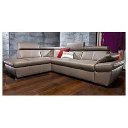 Ecksofa exxpo - SOFA FASHION "Salerno, Funktionssofa, hoher Sitzkomfort, Breite 268cm, L-Form", grau (delfin), B:268cm H:77cm T:204cm, NaturLeder;Primabelle-Microfaser (100% Polyester);Luxus-Kunstleder, Sofas, Ecksofa, inkl. Kopf- und Armteilverstellung, wahlweise mit Bettfunktion