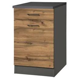 Unterschrank KOCHSTATION "KS-Trier", grau (wotaneiche, grafit), B:50cm H:85cm T:60cm, Holzwerkstoff, MDF, Schr&auml;nke, Unterschrank, Breite 50 cm