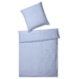 Bettw&auml;sche Elegante "Breezee", blau (hellblau), B/L: 155cm x 220cm, 1 Stk., 1 Stk., Halbleinen, B/L: 80cm x 80cm, 2 Stk., Halbleinen, Obermaterial: 50% Baumwolle, 50% Leinen, Bettw&auml;sche, Bettw&auml;sche, angenehmes Hautgef&uuml;hl