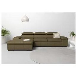 Ecksofa Home Affaire "Alberto L-Form", gr&uuml;n (olive), B:286cm H:73cm T:174cm, Luxus-Microfaser Lederoptik (100% Polyester);Luxus-Microfaser ALTARA NUBUCK (100% Polyester);Luxus-Microfaser weich (90% Polyester, 10% Polyamid);Microfaser Antiklederoptik, Sofas, Ecksofa, mit Kopfteilverstellung, wahlweise mit Bettfunktion