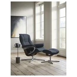 Relaxsessel stressless "Mayfair", blau (blau dinamica), B:83cm H:102cm T:74cm, Microfaser DINAMICA (88% Polyester, 12% Polyurethan), Sessel, Relaxsessel, mit Cross Base, Gr&ouml;&szlig;e S, M & L, Holzakzent Braun
