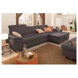 Ecksofa Home Affaire "Lyla fester Sitzkomfort, bequeme Armlehnen, Breite 279cm, L-Form", braun (schwarzbraun), B:279cm H:81cm T:162cm, Sofas, Ecksofa, mit Recamiere, wahlweise mit R&uuml;ckenfunktion und zus&auml;tzlich mit Bett