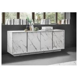 Sideboard Home Affaire "Carrara", wei&szlig; (wei&szlig; marmor, optik), B:180cm H:79cm T:43cm, Sideboards, Sideboard, grifflos