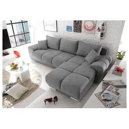 Ecksofa ED EXCITING DESIGN "Anton L-Form", grau (dunkelgrau), B:289cm H:85cm T:189cm, 95% Polyester, 5% Nylon, Sofas, Schlafsofa Ecksofa, mit Bettfunktion, Bettkasten & 2 Zierkissen
