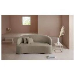 3-Sitzer "Dilara", beige, B:200cm H:87cm T:89cm, Struktur fein 100% Polyester);Samtoptik (100% Polyester);Boucl&eacute; (100% Polyester), LeGer Home by Lena Gercke, Sofas, gerundete R&uuml;ckenlehne und Front, in 3 Bezugsqualit&auml;ten