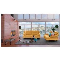 3-Sitzer Calia italia "Cezanne, italienisches Design trifft erstklassigen Sitzkomfort, Leder", gelb (355 senape mit wei&szlig;er kontrastnaht), B:215cm H:90cm T:109cm, Sofas, Edles Designsofa in besonders langlebigen & pflegeleichten Lederarten