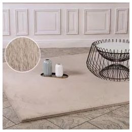 Hochflor-Teppich Carpet City "TOPIA 400", grau (taupe), B:120cm H:21mm L:170cm, Polyester, Teppiche, Kunstfell-Teppich mit Kaninchenfell-Optik, Haptik, Schlafzimmer