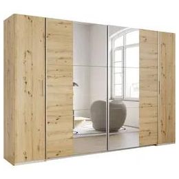 Schwebet&uuml;renschrank Rauch "Kleiderschrank Dreht&uuml;renschrank Schrank Garderobe KRONACH TOPSELLER", beige (eiche artisan, griffleisten alu, mit 2 spiegel), B:311cm H:210cm T:59cm, Holzwerkstoff, Schr&auml;nke, Schwebet&uuml;renschrank, Kombischrank optional mit 1 oder 2 Spiegel viele B&ouml;den MADE IN GERMANY