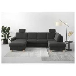 Wohnlandschaft Home Affaire "Summer U-Form", grau (anthrazit), B:314cm H:91cm T:170cm, 95% Polyester, 5% Polyamid, Sofas, Wohnlandschaft, mit oder ohne Bettfunktion und Bettkasten, Cord-Bezug