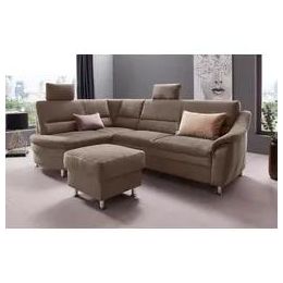 Ecksofa Home Affaire "Cardoso L-Form", braun (chocco), B:250cm H:90cm T:175cm, Struktur impr&auml;gniert (100% Polyester);Luxus-Microfaser ALTARA NUBUCK (100% Polyester);Struktur (52% Polyester, 35% Polyacryl, 13% Baumwolle);Luxus-Microfaser weich (90% Polyester, 10% Polyamid), Sofas, Ecksofa, Federkern, wahlweise mit Bett, Schubkasten