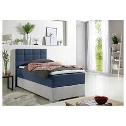 Boxspringbett Maintal, blau, L:210cm, Bezug Microfaser aus 100% Polyester, Komplettbetten, Boxspringbett, mit Bettkasten und Topper