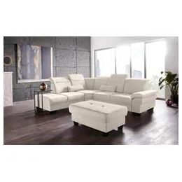 Ecksofa Home Affaire "Cornwall L-Form", beige (natur), B:283cm H:84cm T:253cm, Struktur fein (100% Polyester);Luxus-Microfaser weich (90% Polyester, 10% Polyamid), Sofas, Ecksofa, incl. Sitztiefenverstellung, mit Bettfunktion und Kopfteilverstellung