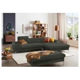 Polsterhocker W.Schillig "piedroo, Designsofa mit tollem Sitzkomfort, bequem, L-Form", gr&uuml;n (hunter r66), B:141cm H:42cm T:70cm, Chenille-Flachgewebe R66 (85% Polyester, 15% Nylon), Hocker, Polsterhocker, F&uuml;&szlig;e in Silber matt