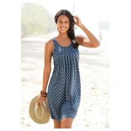 Beach Time Strandkleid BEACHTIME, Damen, Gr. 40, N-Gr, blau (blau, bedruckt), Jersey, Obermaterial: 100% Viskose, bedruckt, figurumspielend kniefrei, Rundhals, Kleider Strandkleid, mit Ornamentdruck, Minikleid, Sommerkleid