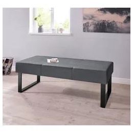 Sitzbank OTTO HOME "Oliver", grau (dunkelgrau (fantasy 8201), schwarz), B:140cm H:50cm T:62cm, Holzwerkstoff, Massivholz, Polyester, Sitzb&auml;nke, Sitzbank