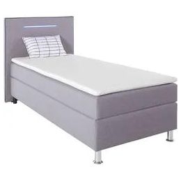 Boxspringbett Collection AB "London, inklusive Topper und Kissen, mit LED-Beleuchtung", grau (hellgrau, anthrazit), B:100cm L:206cm, Komplettbetten, Boxspringbett, Boxspringbett erh&auml;ltlich in 90cmx200cm, 140cmx200cm & 180cmx200cm