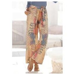 Palazzohose Buffalo, Damen, Gr. 34, N-Gr, bunt (orange, blau, bedruckt), Web, Obermaterial: 100% Viskose, bedruckt, figurumspielend lang, Hosen Palazzohose, mit Animalprint und elastischem Bund, Schlupfhose, Stoffhose