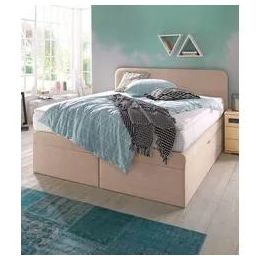 Boxspringbett, beige (dunkelbeige), B:145cm L:212cm, Box und Kopfteil: Microvelours (100% Polyester) oder Kunstleder (Polyurethan);Bezug der Obermatratze: 100% Polyester, Westfalia Schlafkomfort, Komplettbetten, Boxspringbett, wahlweise mit Bettkasten