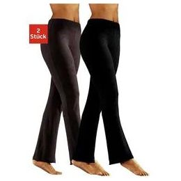 Jazzpants Vivance ACTIVE, Damen, Gr. 48/50, N-Gr, braun (1x schwarz, 1x braun), Single Jersey, Obermaterial: 95% Baumwolle, 5% Elasthan, unifarben, Basic, Basic lang, Hosen, mit leicht ausgestelltem Bein, Loungewear, Topseller