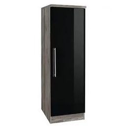 Seitenschrank KOCHSTATION "KS-Samos", schwarz (schwarz hochglanz, eiche vintage), B:50cm H:165cm T:60cm, Schr&auml;nke, Seitenschrank, 50 cm breit