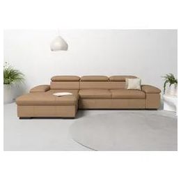 Ecksofa Home Affaire "Alberto L-Form", braun (cappucino), B:286cm H:73cm T:174cm, Luxus-Microfaser Lederoptik (100% Polyester);Luxus-Microfaser ALTARA NUBUCK (100% Polyester);Luxus-Microfaser weich (90% Polyester, 10% Polyamid);Microfaser Antiklederoptik, Sofas, Ecksofa, mit Kopfteilverstellung, wahlweise mit Bettfunktion