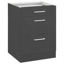 Unterschrank KOCHSTATION "KS-Kehl", grau, B:60cm H:82cm T:60cm, MDF, Schr&auml;nke, Unterschrank, ohne Arbeitsplatte