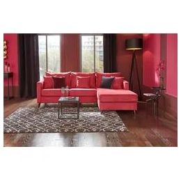 Ecksofa Home Affaire "Renesse L-Form", rot, B:234cm H:90cm T:160cm, Samtvelours 100% Polyester;Luxus-Microfaser ALTARA NUBUCK (100% Polyester), Sofas, Ecksofa, lose Kissen, Keder an Sitzkissen