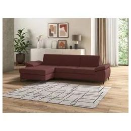 Ecksofa DOMO collection "Capelo, komfortabel, klare Linien zeichnen dieses Design aus, L-Form", lila (beere), B:297cm H:84cm T:160cm, 70%Polyacryl, 15% Polyester, 15% Baumwolle, Sofas, Ecksofa, mit Armteilverstellung, wahlweise mit Bettfunktion, Federkern