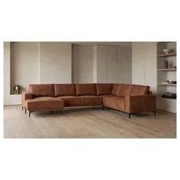 Wohnlandschaft OTTO HOME "OLAND U-Form, XXL, B: 342 cm, Skandi-Design", braun (cognac), B:342cm H:85cm T:260cm, 100% Polyester, Sofas, Wohnlandschaft, Skandi-Design in Struktur, Flachgewebe, Luxus-Microfaser, Boucle