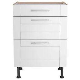 Unterschrank KOCHSTATION "KS-Ahus", braun (wei&szlig; matt, wildeiche nachbildung), B:60cm H:87cm T:58,4cm, Schr&auml;nke, Unterschrank, Breite 60 cm