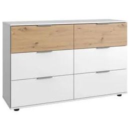 Schubkastenkommode wimex "Gibraltar", wei&szlig; (wei&szlig;, artisan, eiche, nachbildung), B:130cm H:83cm T:41cm, Holzwerkstoff, Sideboards