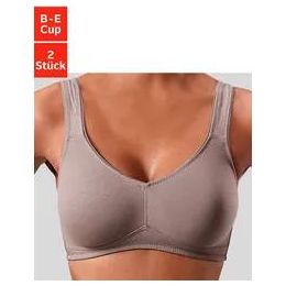Soft-BH Petite Fleur, Damen, Gr. 100, Cup E, grau (taupe, wei&szlig;), Trikot, Obermaterial: 95% Baumwolle, 5% Elasthan, BHs Soft-BH, ohne B&uuml;gel, Baumwolle, Topseller