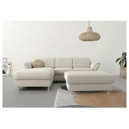 Sit & More Ecksofa SIT & MORE "Apulia L-Form", beige (creme), B:250cm H:78cm T:185cm, Webstoff (100% Polyester);Struktur weich (90% Polyester, 10% Polyamid);Luxus-Microfaser Euphoria (100% Polyester);Samtoptik (100% Polyester), Sofas, Ecksofa, wahlweise Bettfunktion, Bettkasten und Kopf- und Armteilverstellung