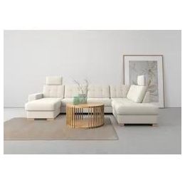 Sit & More Wohnlandschaft SIT & MORE "Quincy U-Form", beige (creme), B:312cm H:82cm T:213cm, Sofas, Wohnlandschaft, wahlweise mit Bettfunktion und Bettkasten
